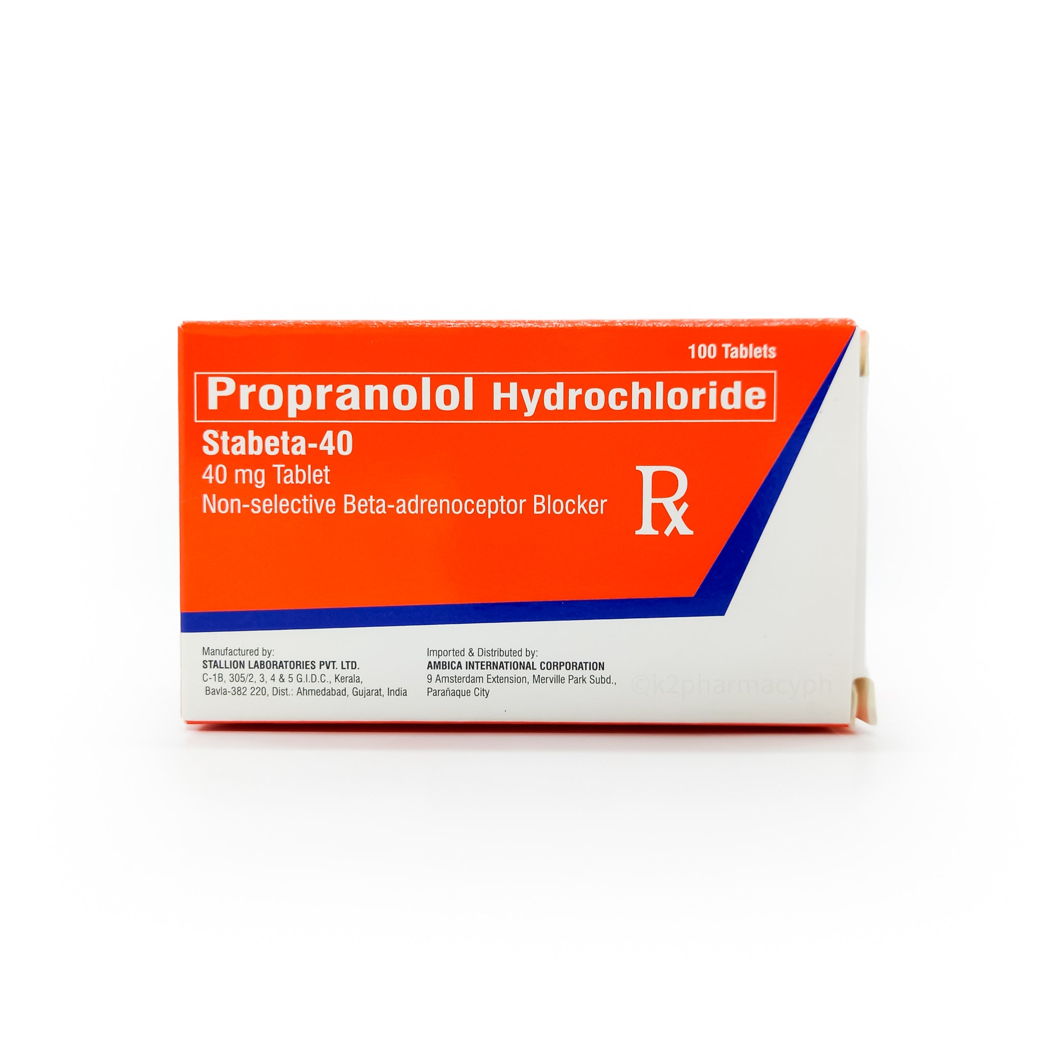 STABETA-40 Propranolol HCl 40mg Tablet 1's price in the Philippines ...